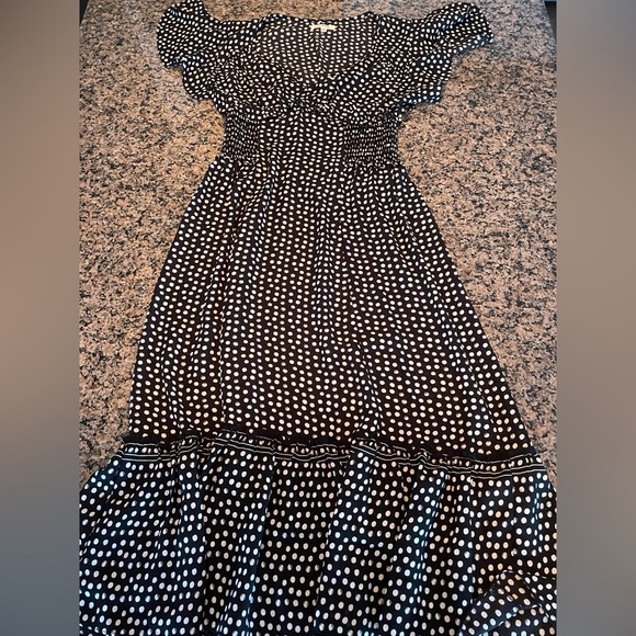 Max Studio | Dresses | Max Studio Black And White Polka Dot Midi Dress ...